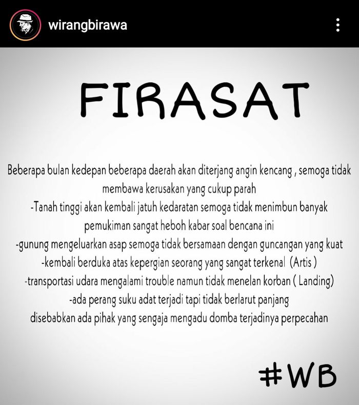 Wirang Birawa Sudah Beri Peringatan Soal Bencana Alam, Kini Giliran ... Wirang Birawa Sudah Beri Peringatan Soal Bencana Alam, Kini Giliran ...