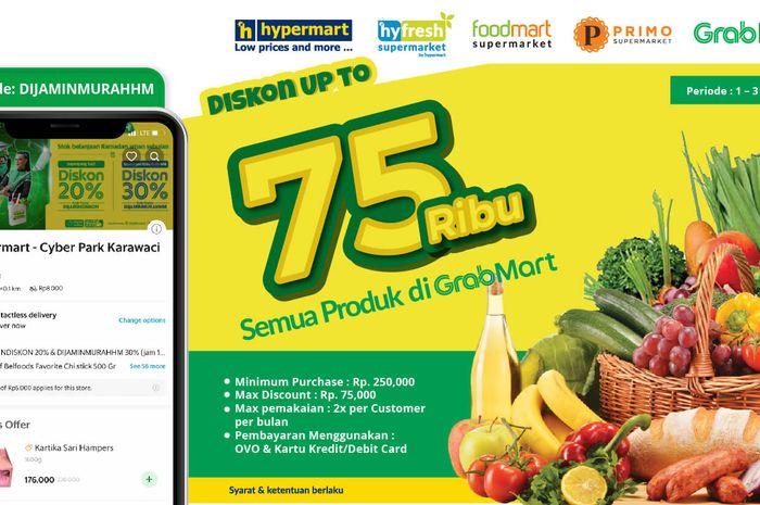 Promo Belanja Online Hypermart, Belanja Hemat Rp75 Ribu di GrabMart - Cerdas Belanja