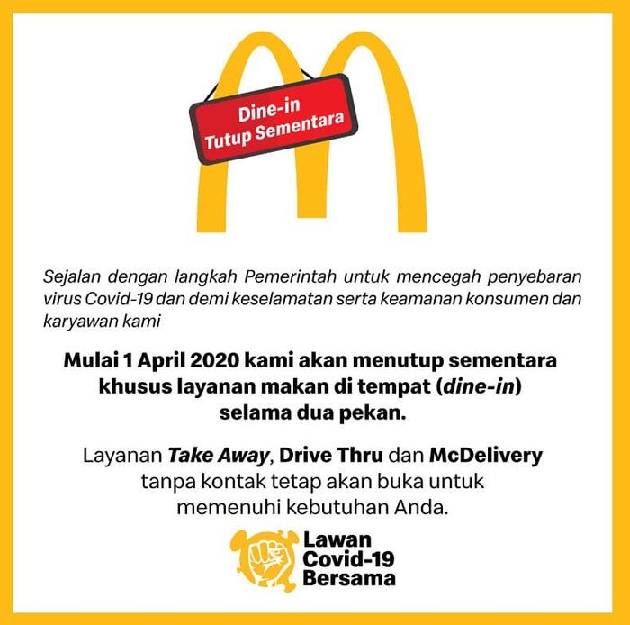 McDonald's Indonesia Tutup Sementara Layanan Dine-in Untuk Cegah ... McDonald's Indonesia Tutup Sementara Layanan Dine-in Untuk Cegah ...